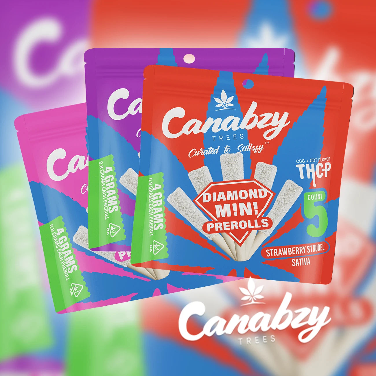 Canabzy THC-P Diamond Mini Preroll 4G 5ct | Hybrid Flavor Pack