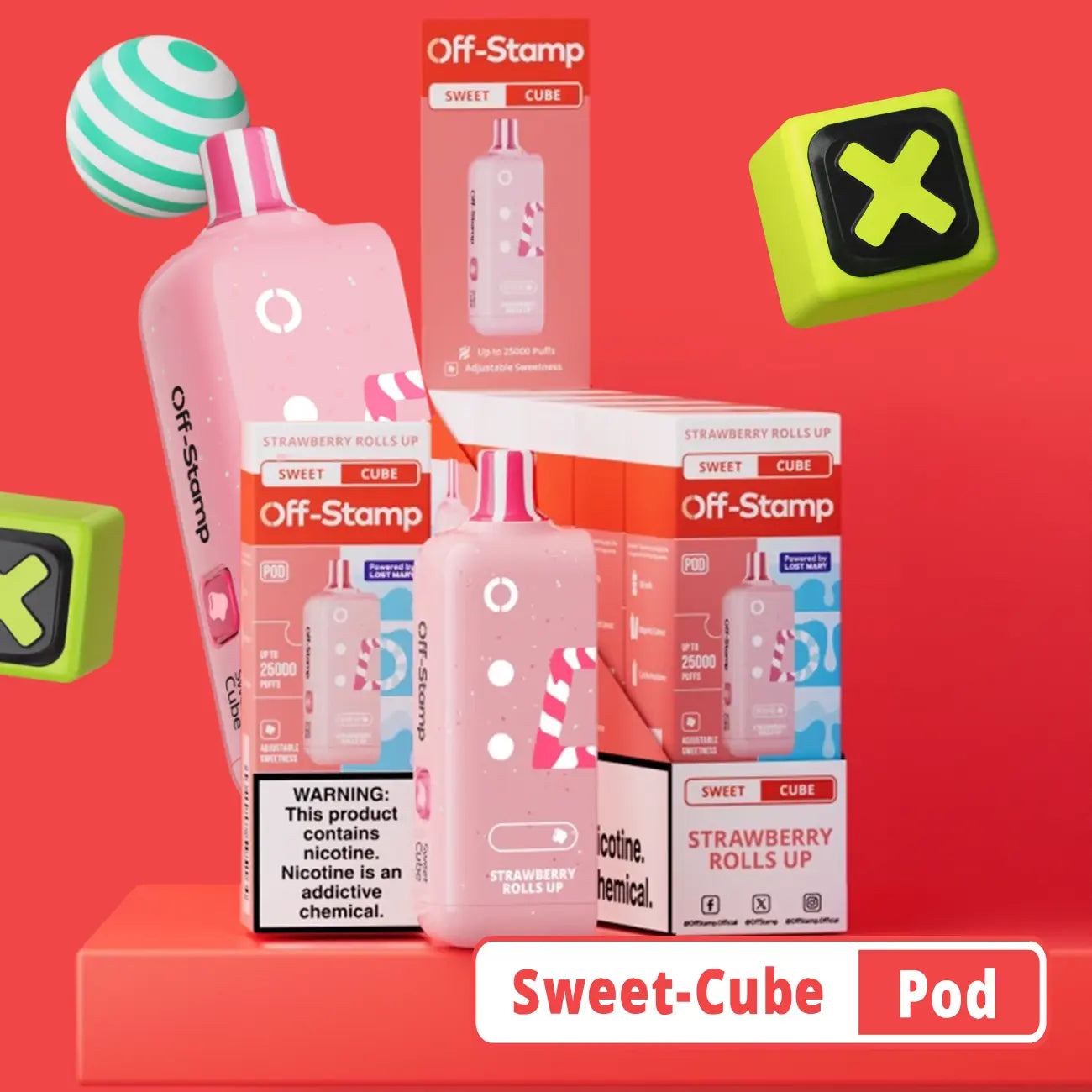 Off-Stamp Sweet Cube Pod – 25K Puffs & Customizable Vaping